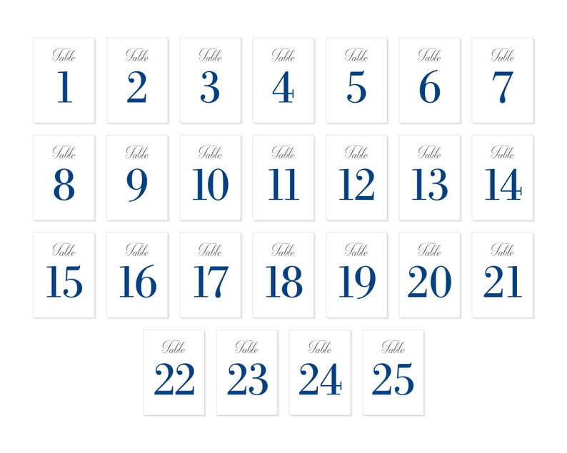 Wedding Table Numbers – Navy Blue, Elegant, Classic Wedding Decor - Etsy