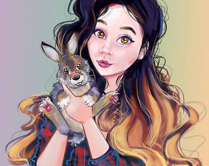 Custom Digital Drawing 1 Person and Pet. Personalized Hand Drawn ...