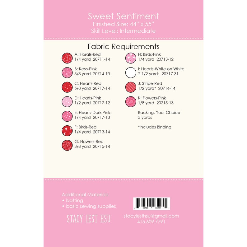 Sweet Sentiment Stacy Iest Hsu Quilt Pattern PDF - Etsy