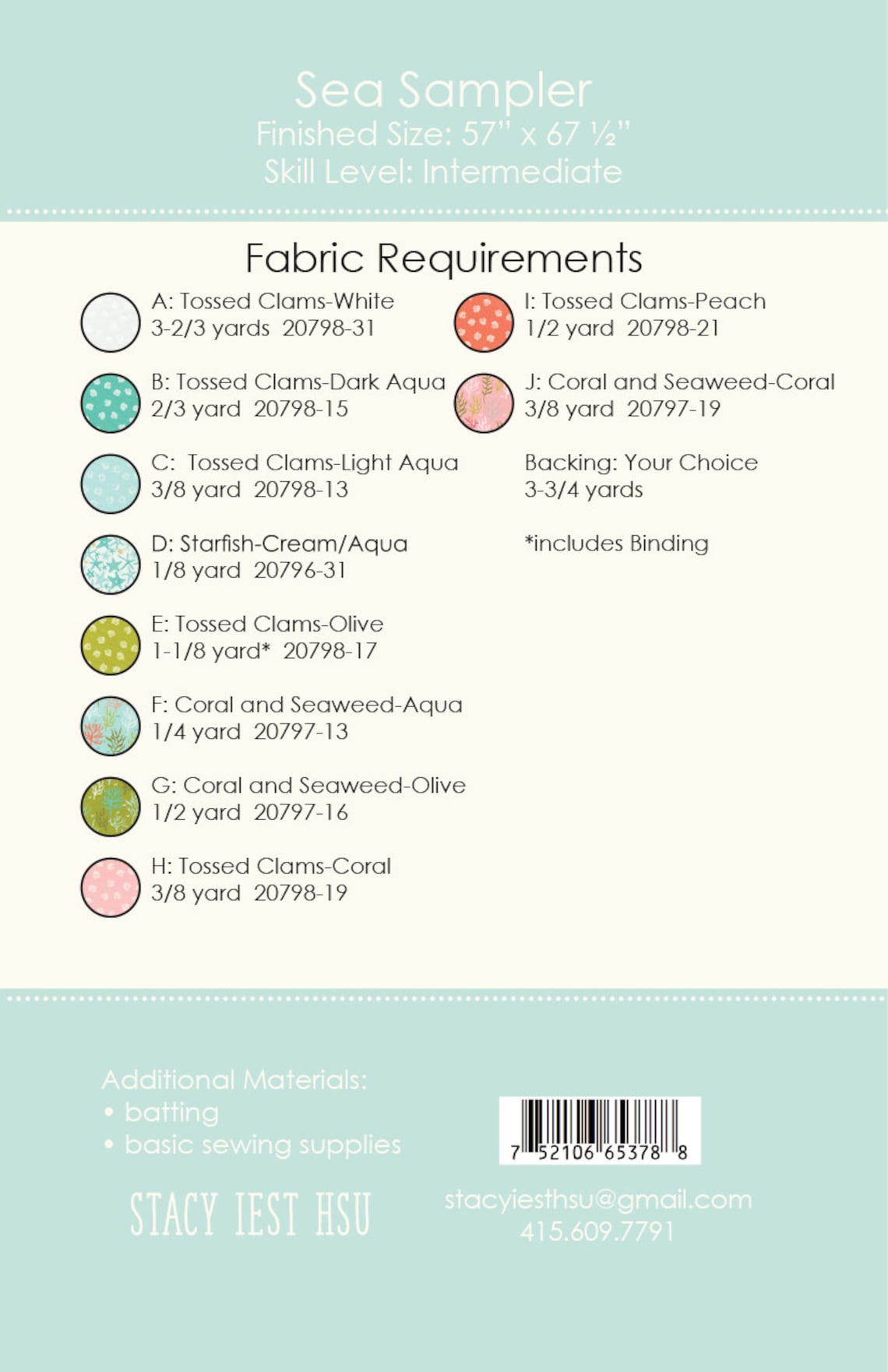 Sea Sampler Stacy Iest Hsu Quilt Pattern PDF - Etsy