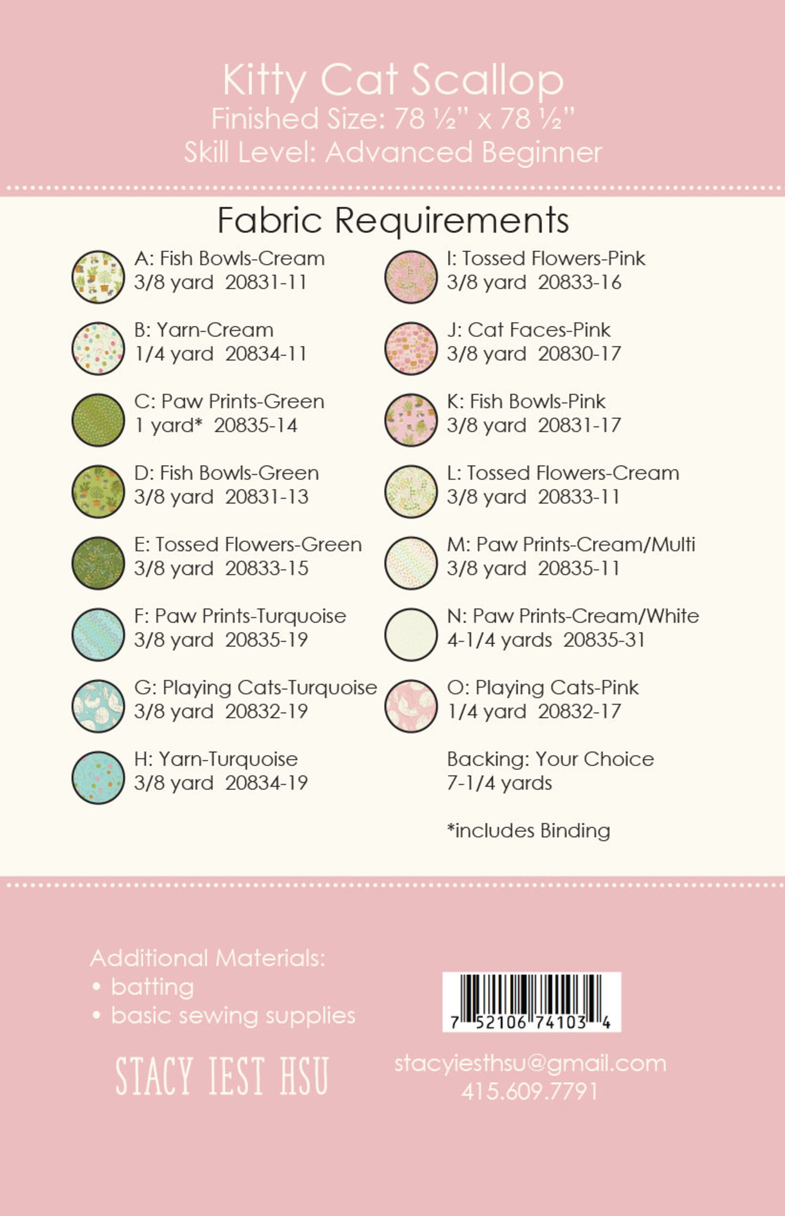 Kitty Cat Scallop Stacy Iest Hsu Quilt Pattern PDF - Etsy