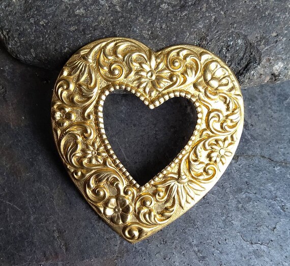 Raw Brass Stamping Open Heart Medalion - Etsy