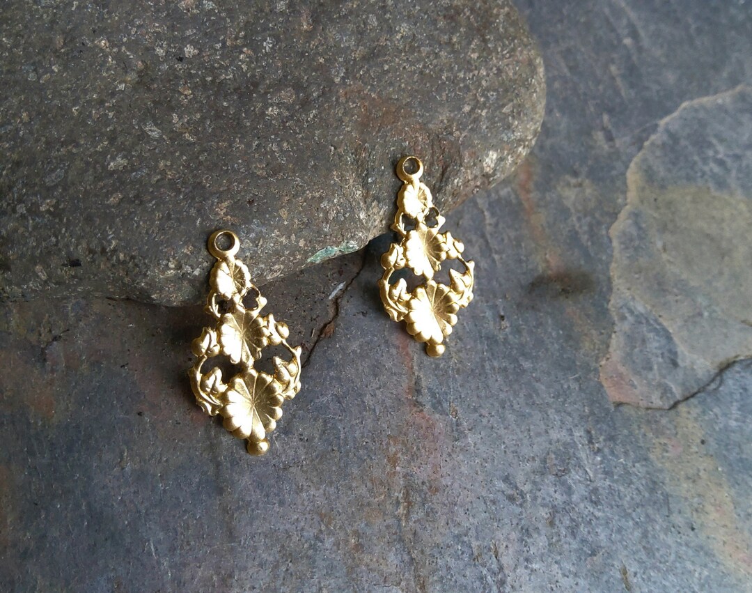 Raw Brass Stamping Drop Pair Made in the USA - Etsy
