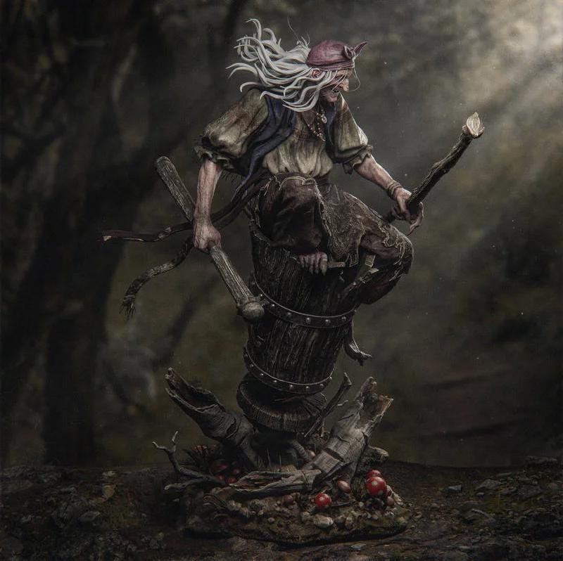 Baba Yaga | Forest Witch Custom Figurine | Slavic Folklore Hag Statue ...