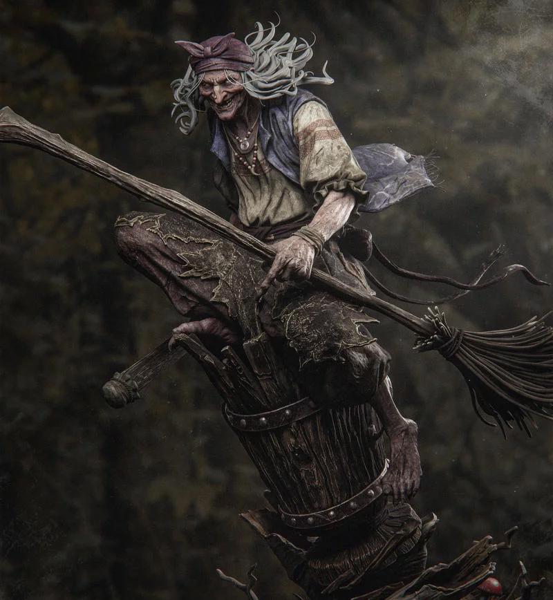 Baba Yaga | Forest Witch Custom Figurine | Slavic Folklore Hag Statue ...