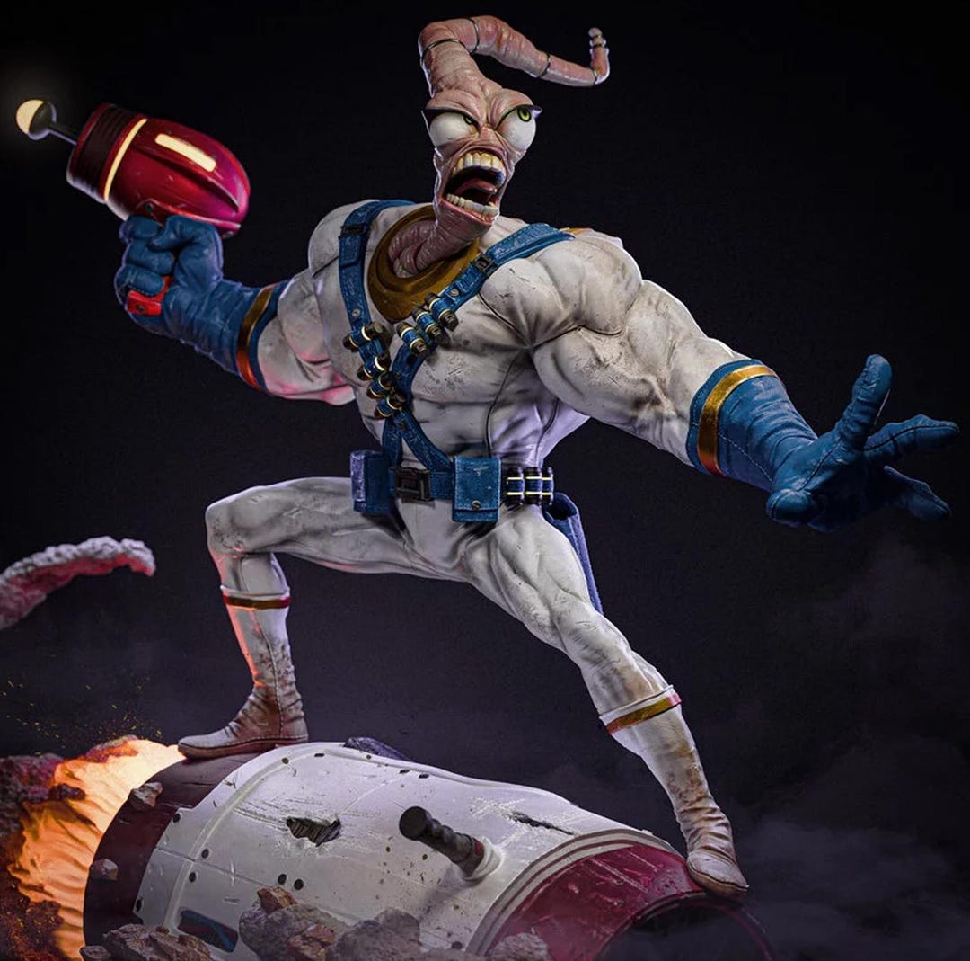 Earthworm Jim Custom Statue 35cm - Etsy