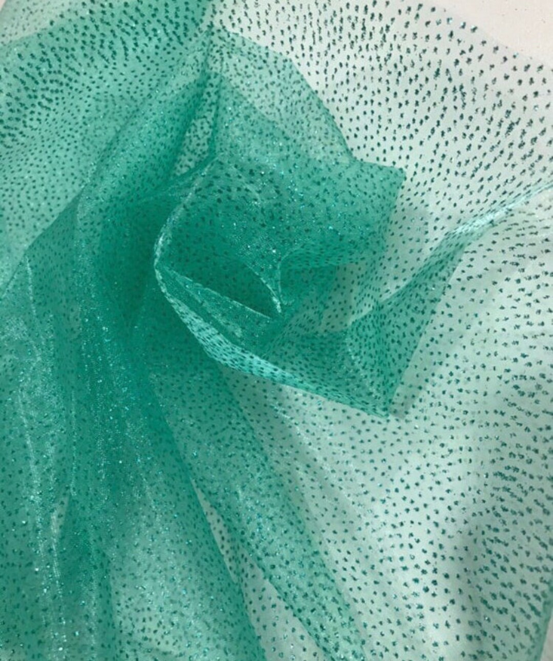 Seafoam Green Organza Glitter Fabric by the Yard 60 Wide, 36 Length ...