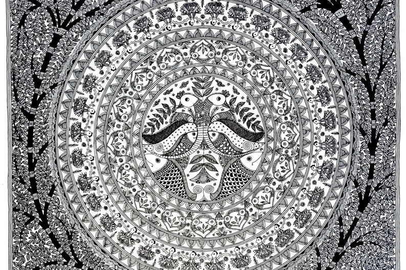 The Tree of Life, Godna Painting, Madhubani Painting, Mithila Art ...