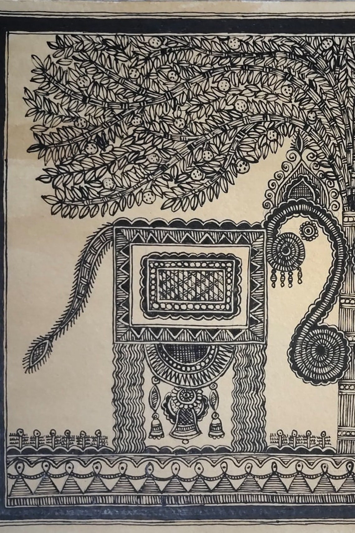 Two Elephants, Godna Painting, Madhubani Painting, Mithila Art,travel ...