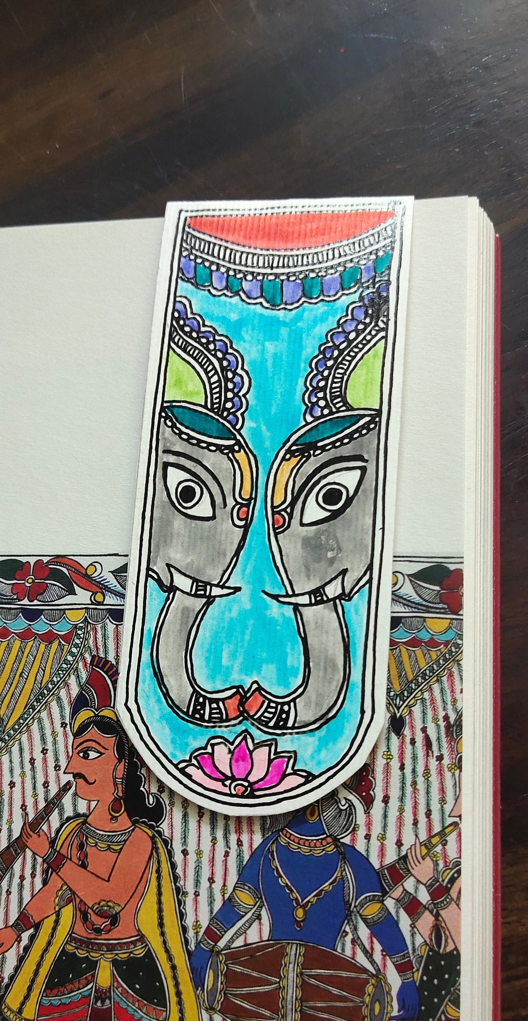 Madhubani Hand Drawn Bookmark,madhubani Motifs,indian Folk Art,book ...