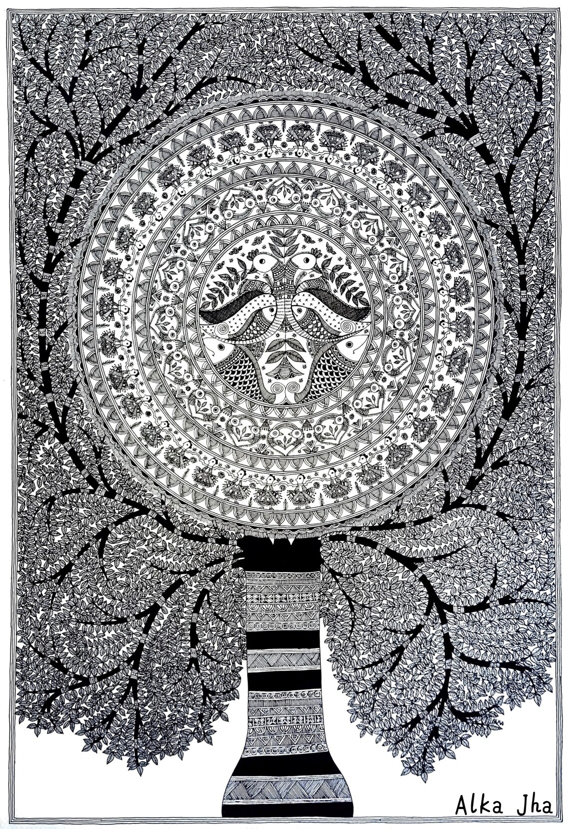 The Tree of Life, Godna Painting, Madhubani Painting, Mithila Art ...