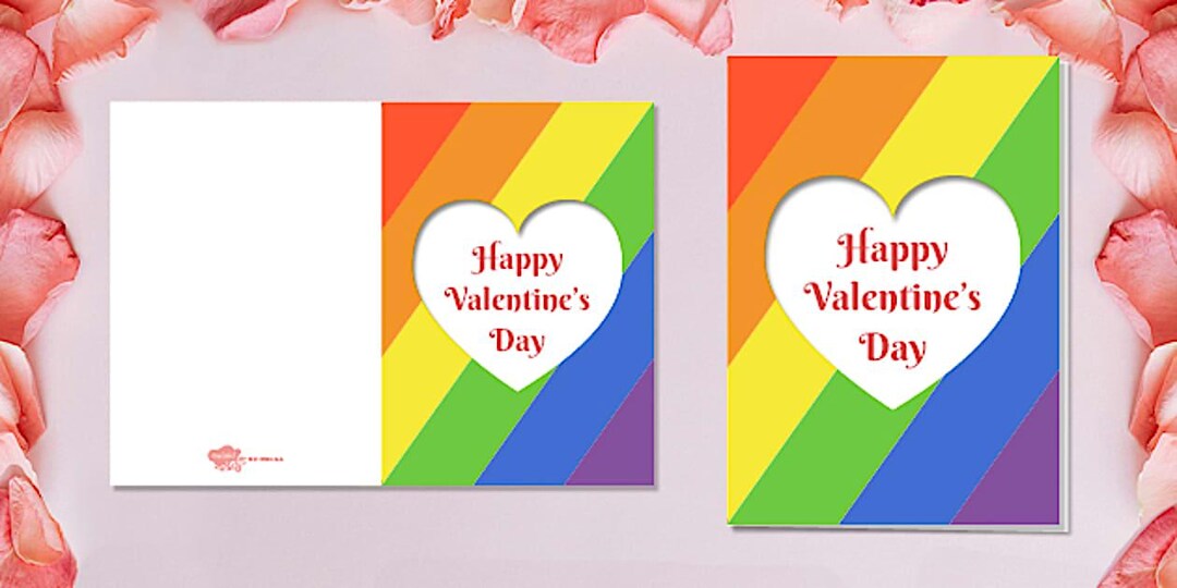 Rainbow Valentine's Day Card, Printable Greeting Card (PDF Download) - Etsy