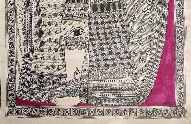 Madhubani Painting Ardhnareshwari,shiva Parwati, Shaktii,traditional Indian Folk Art,original ...