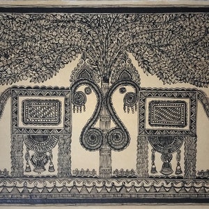 Two Elephants, Godna Painting, Madhubani Painting, Mithila Art,travel ...