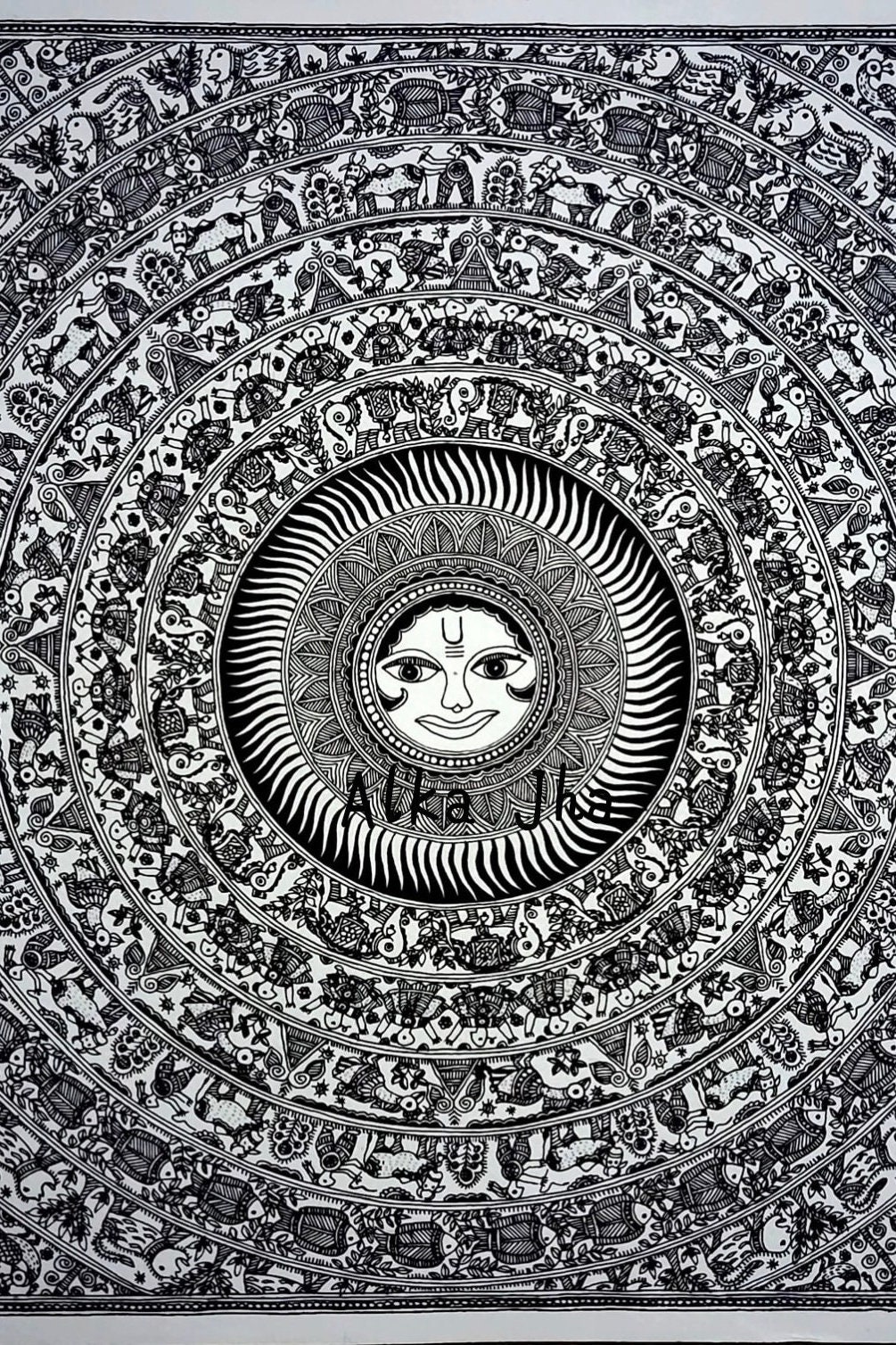 The Circle of Life Godna Painting Madhubani Painting - Etsy