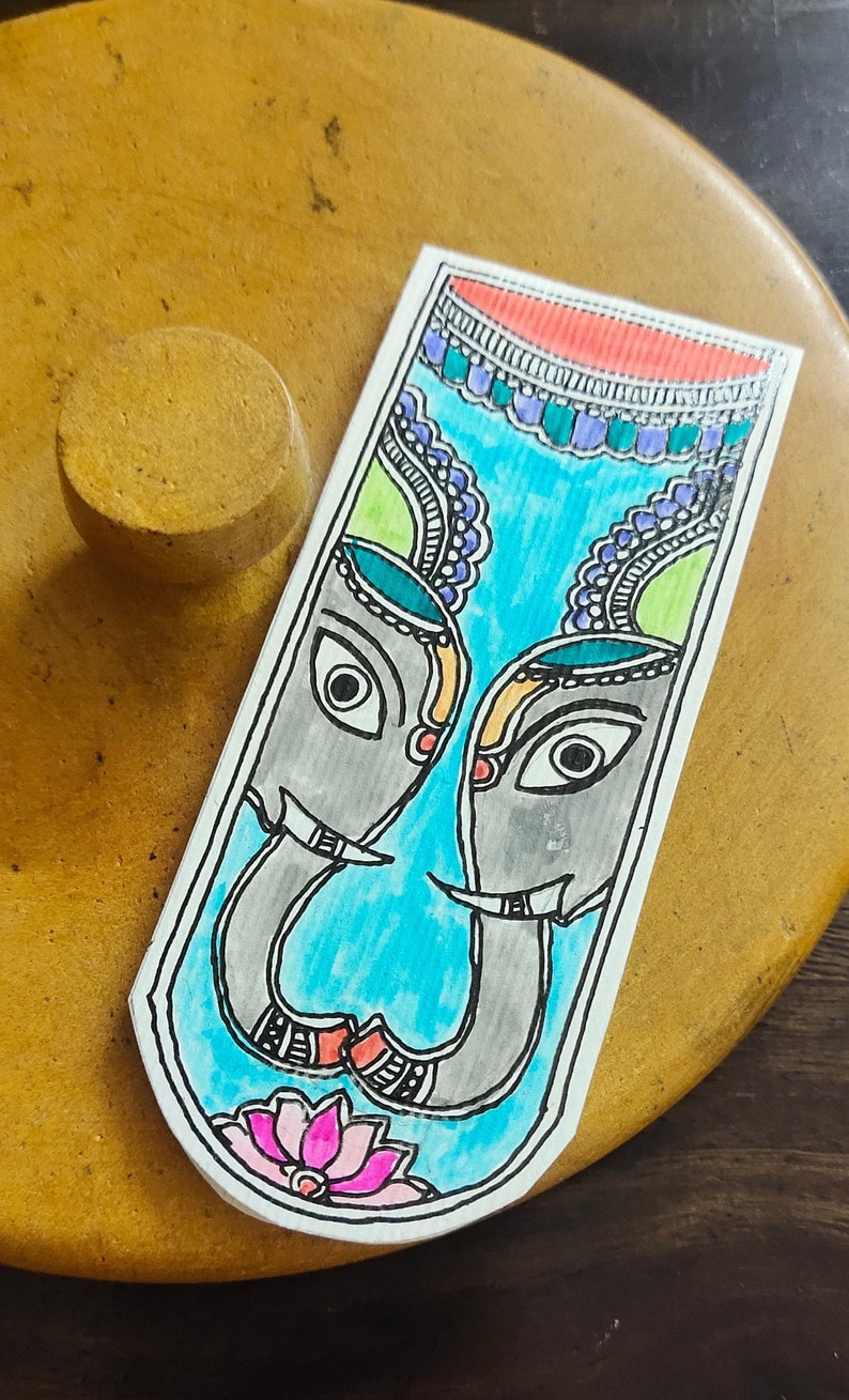 Madhubani Hand Drawn Bookmark,madhubani Motifs,indian Folk Art,book ...