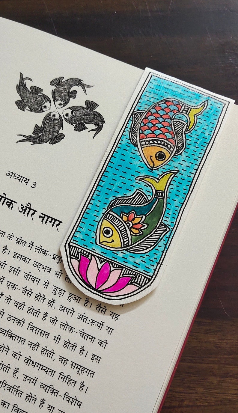 Madhubani Hand Drawn Bookmark,madhubani Motifs,indian Folk Art,book ...