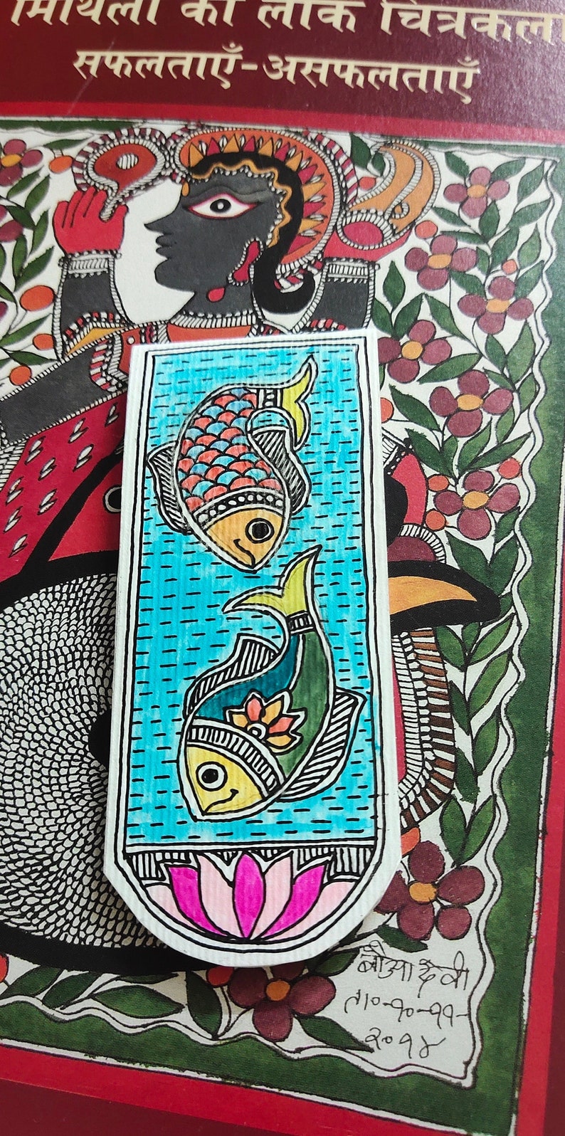 Madhubani Hand Drawn Bookmark,madhubani Motifs,indian Folk Art,book ...