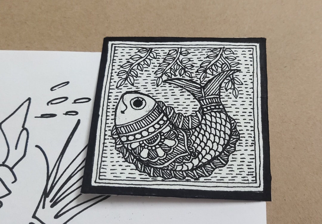 Handmade Godna Fish Corner Bookmark, Madhubani Folk Art - Etsy