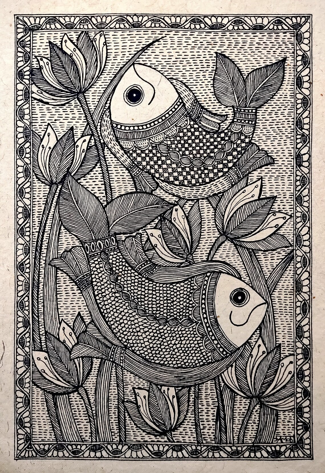 Madhubani Fish, Mithila Painting, Authentic Mithila Art, Housewarming ...