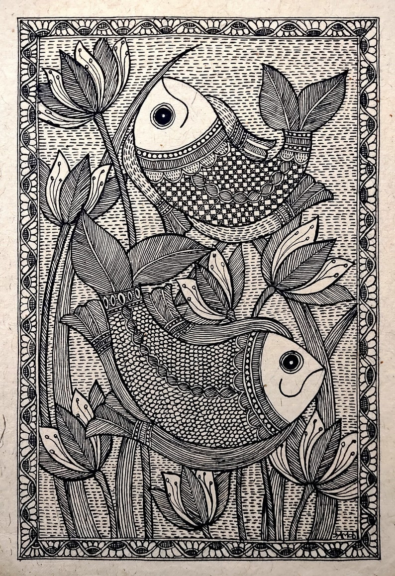 Madhubani Fish, Mithila Painting, Authentic Mithila Art, Housewarming ...