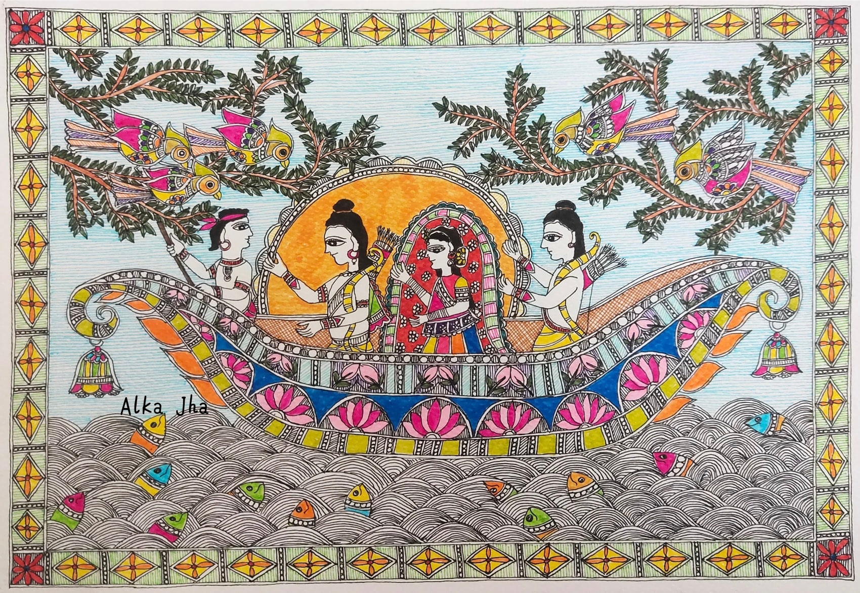 Ram Kewat Samwad Madhubani Painting Mithila Folk Art - Etsy