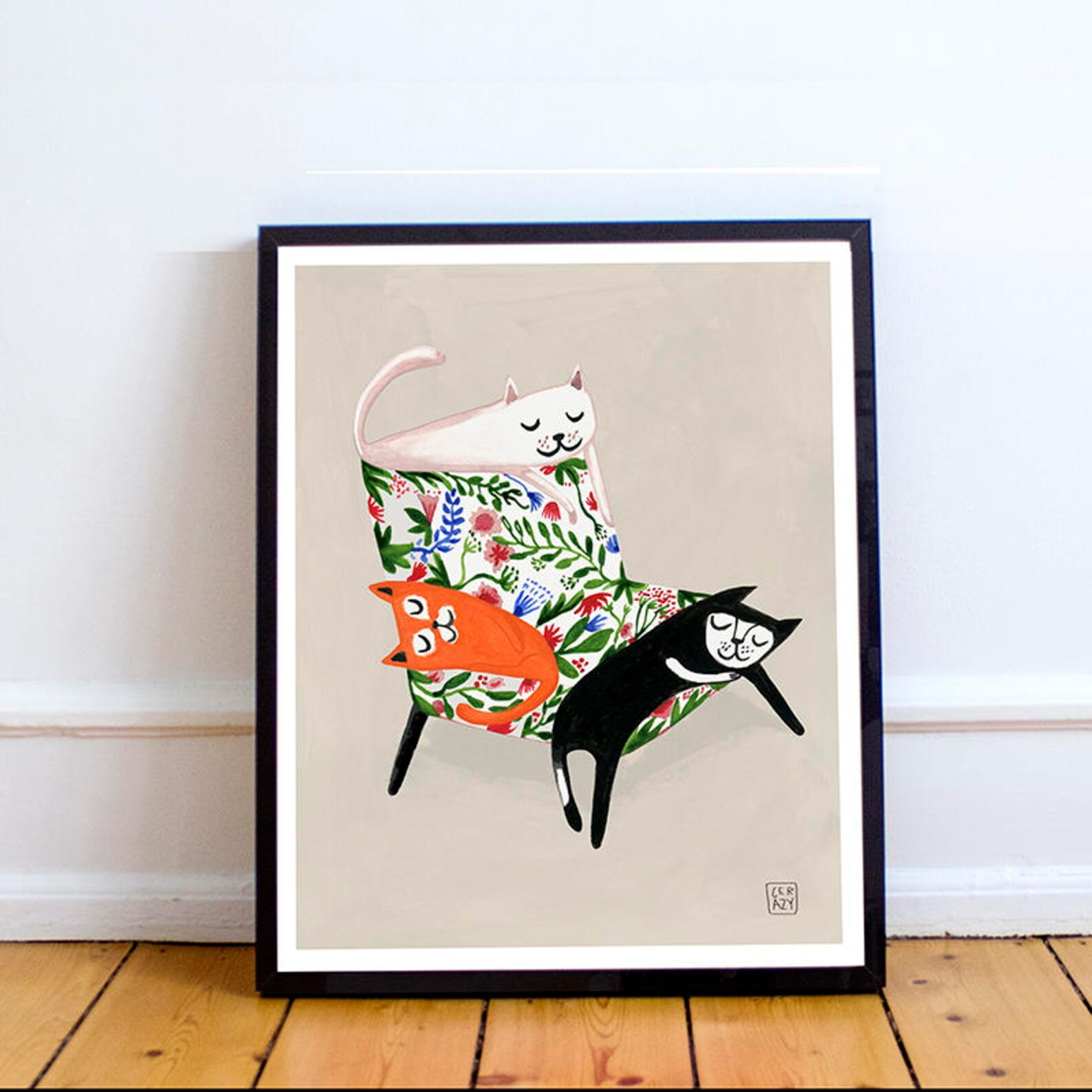 Poster With Cats, Print, Cats, Cat, Print for Cat's Lovers, Cats on a ...