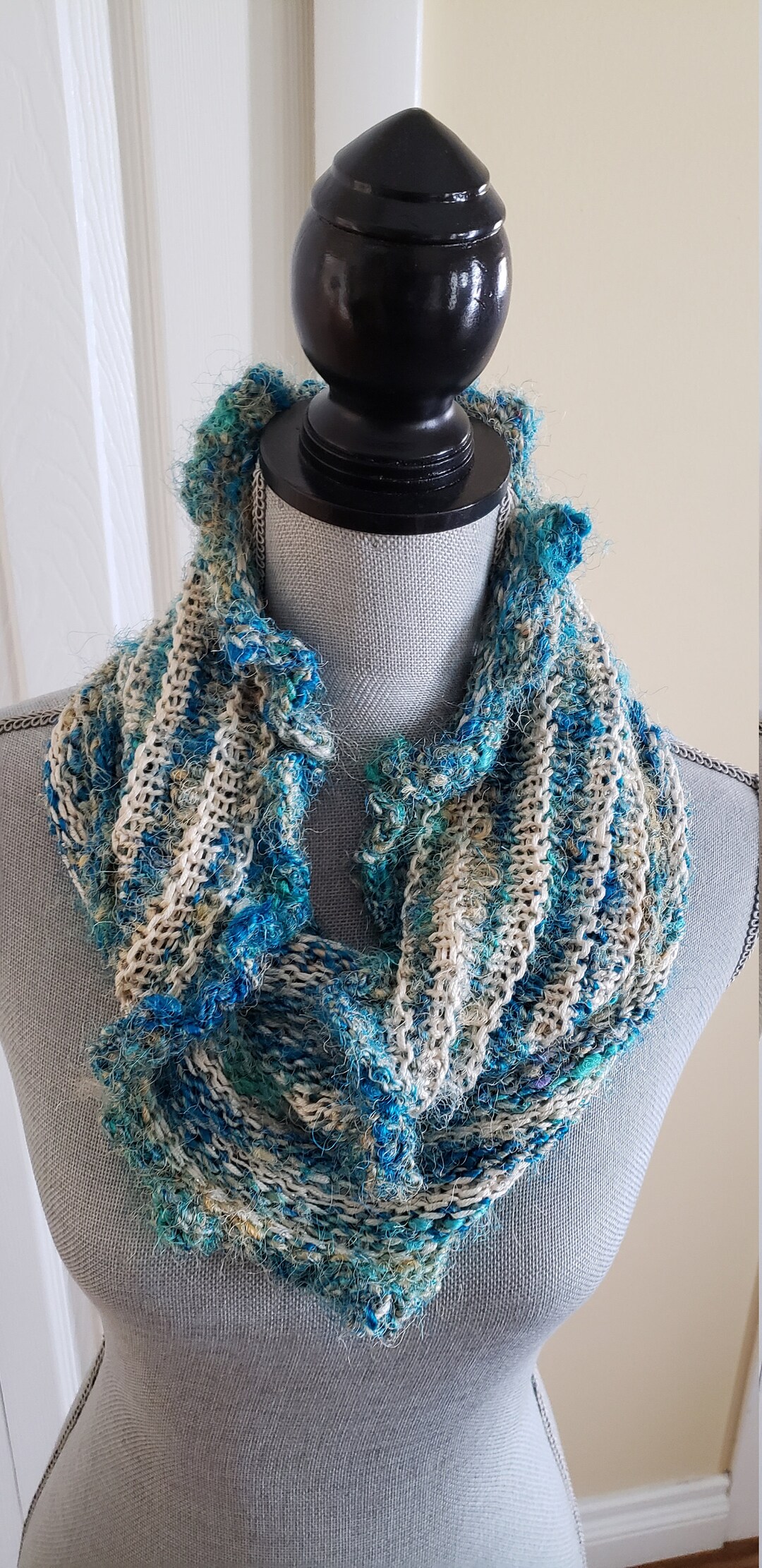 Ruffled Infinity Scarf With Sheen Yarn - Etsy