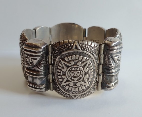 Signed VINTAGE Mexico sterling silver MAYAN figures l… - Gem
