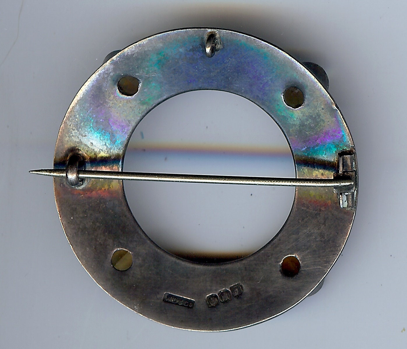 VINTAGE William Dunningham Scottish Silver Faceted CITRINE Annular Pin ...