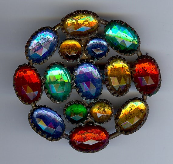 EXTRA LARGE Vintage 1930's Multi Color Faceted Glass - Etsy