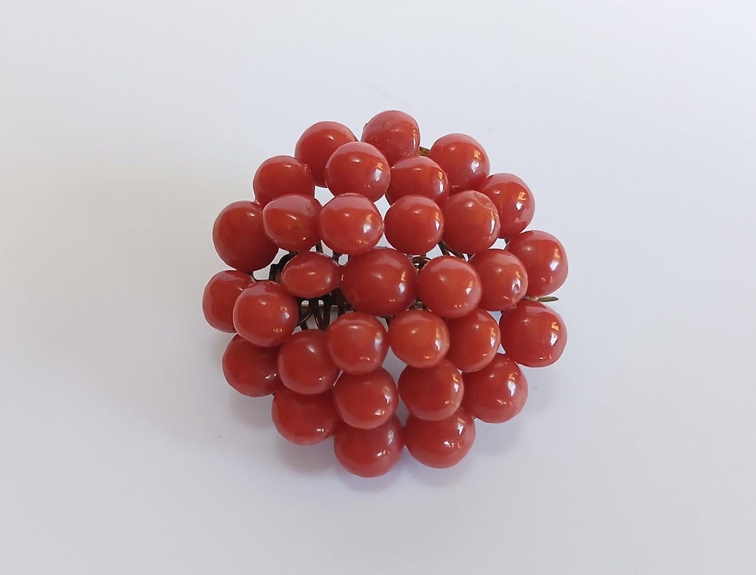 VICTORIAN Antique Red CORAL Cluster Pin BROOCH - Etsy