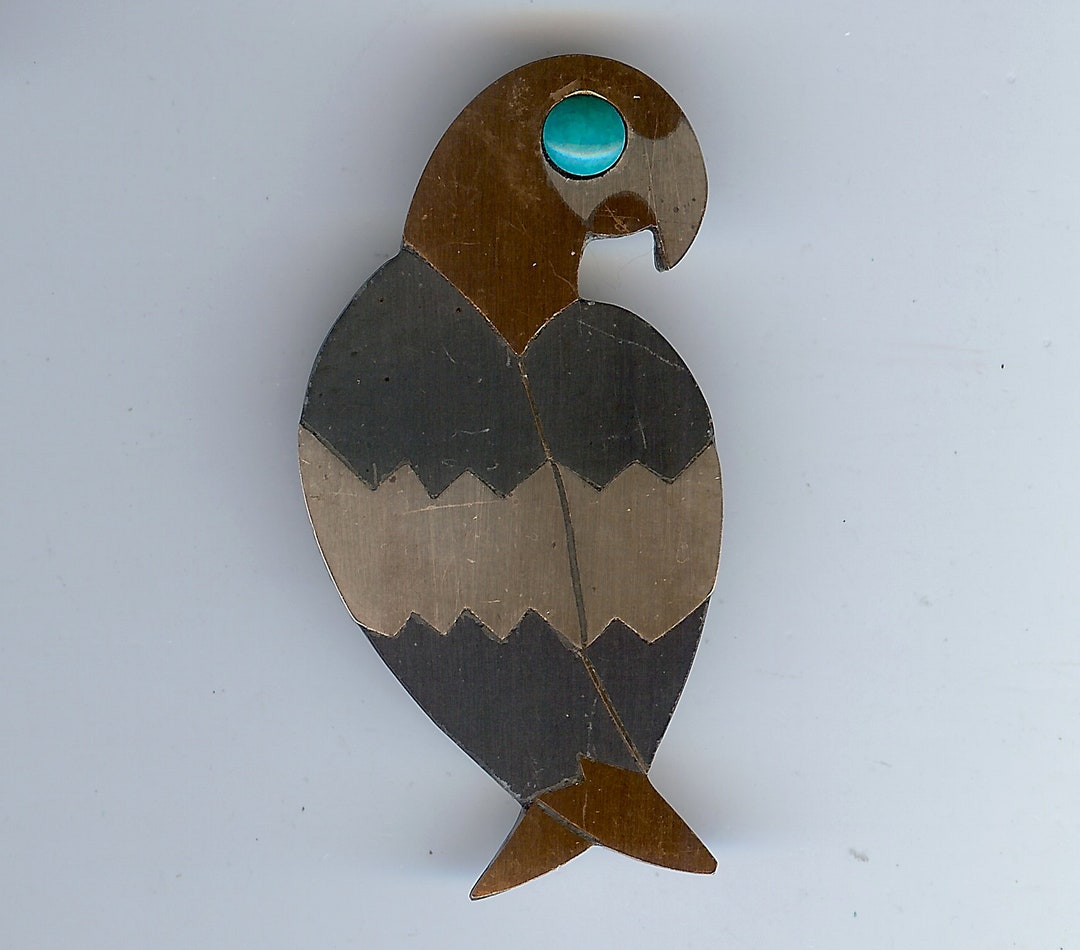 VINTAGE Miguel Garcia Martinez Mexico Mixed Metals PARROT Bird Pin ...