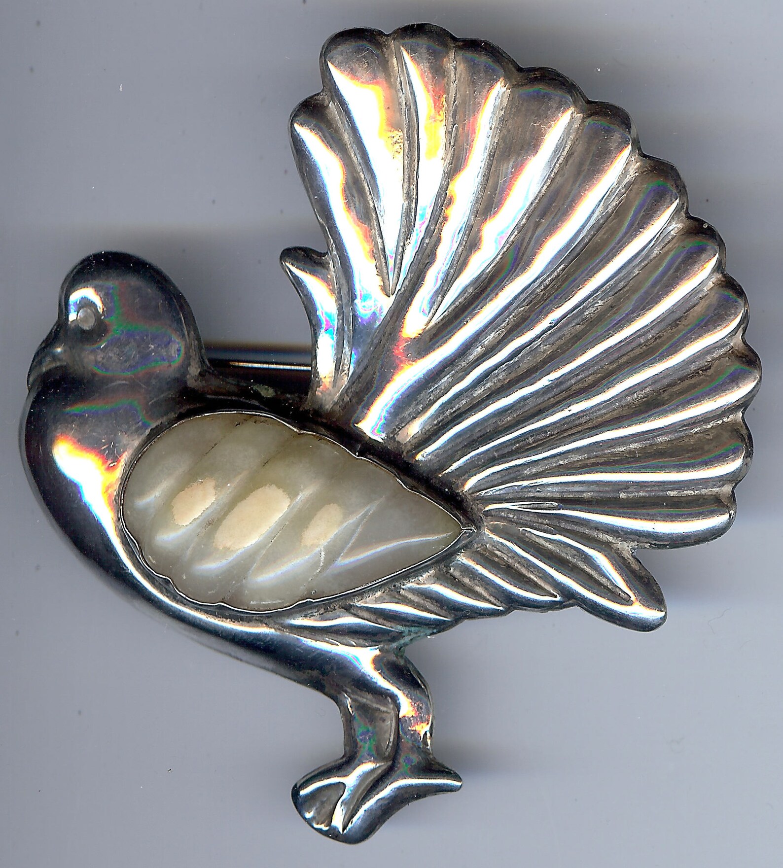 LARGE VINTAGE 1940'S MEXICAN Silver Fancy Pigeon Bird Pin With Carved ...