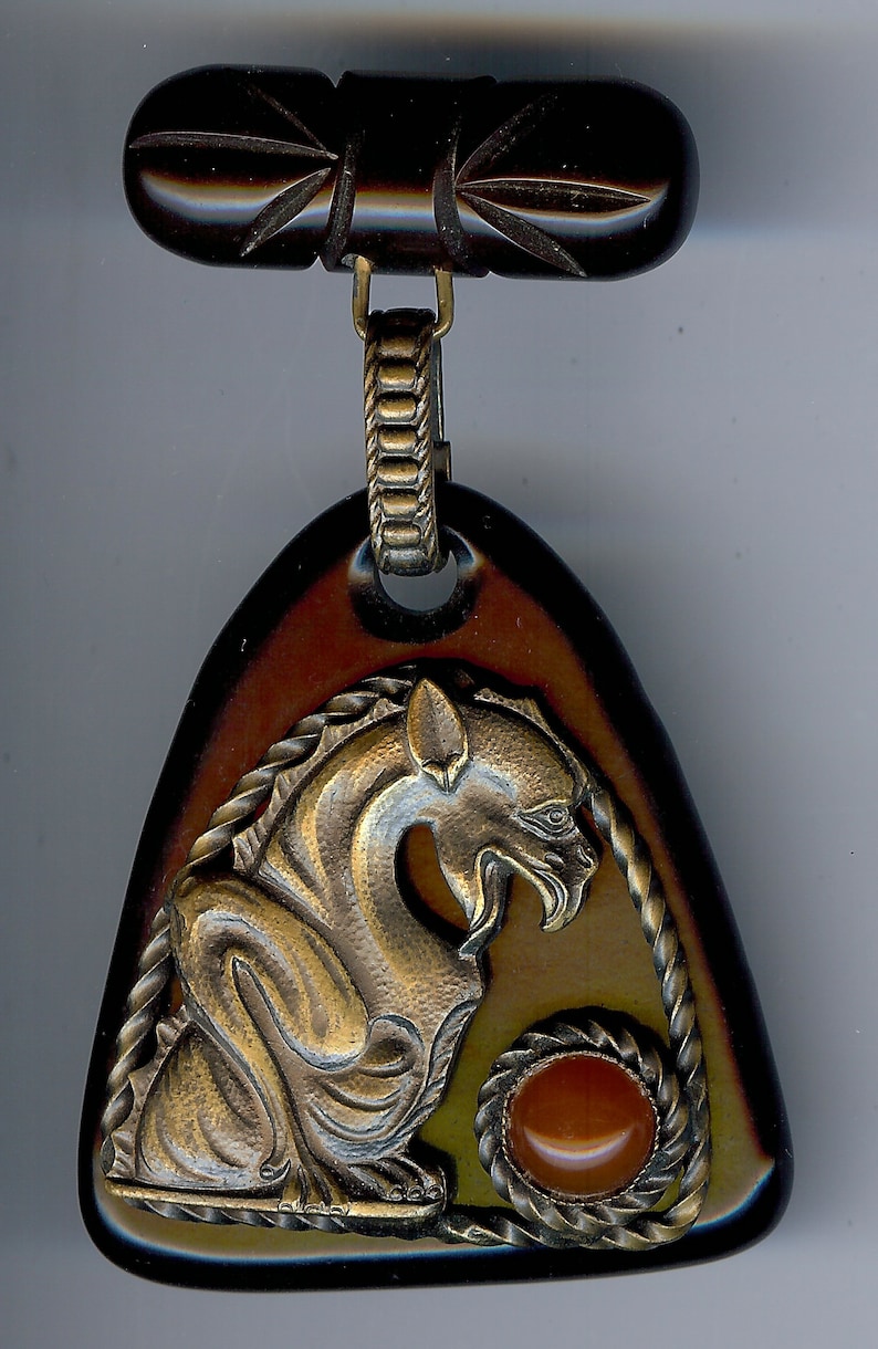 FABULOUS Huge Rare Vintage BAKELITE and BRASS Griffin Pin - Etsy
