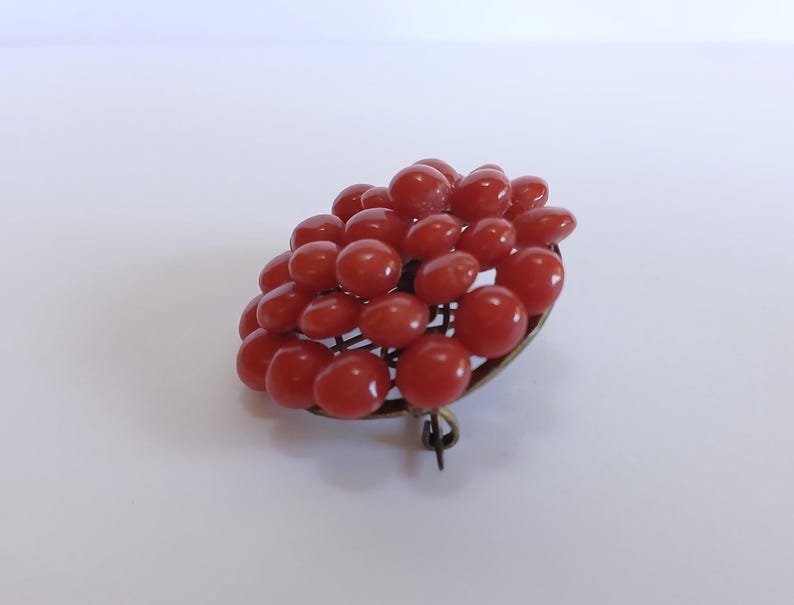 VICTORIAN Antique Red CORAL Cluster Pin BROOCH - Etsy