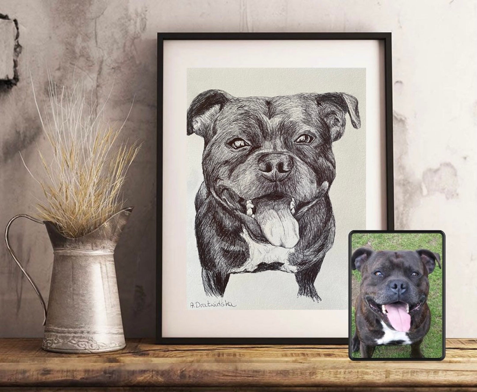 Custom Dog Portrait Drawing Biro pen Pet Portrait A4 and A5 - Etsy Italia