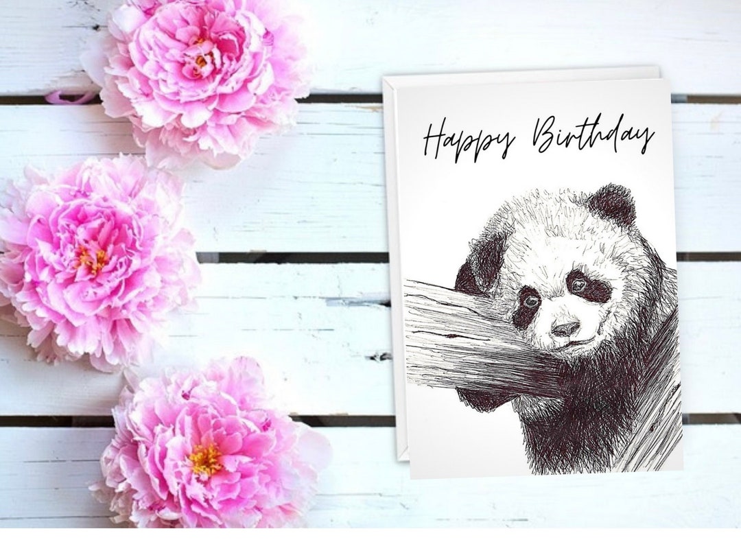 Cute Panda Birthday Card - Etsy