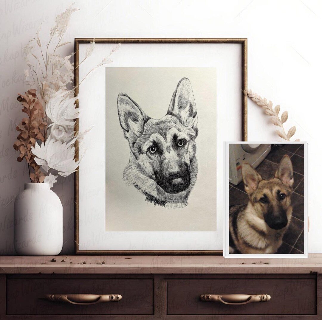 Custom Dog Portrait Drawing, Biro Pen Pet Portrait, A4 and A5 From ...