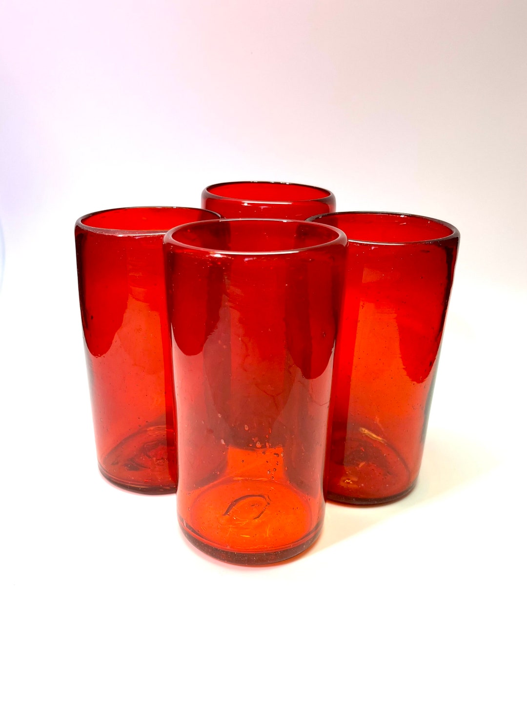 Red Glass Set Recycled Handblown Glassware Gift for Red Lover Eco ...