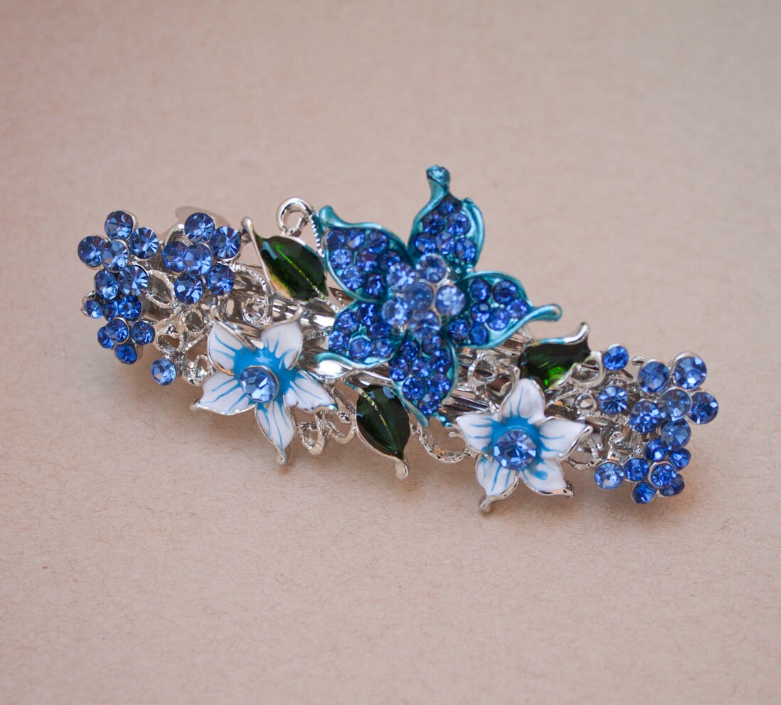 French Barrette Clip Gold Hair Clips for Women Rhinestone - Etsy