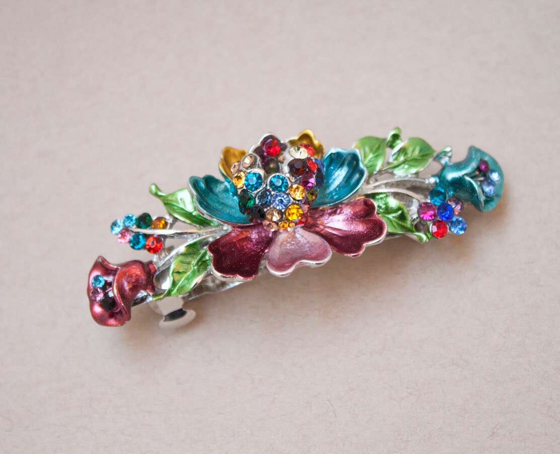 French Barrette Clip Gold Hair Clips for Women Rhinestone - Etsy