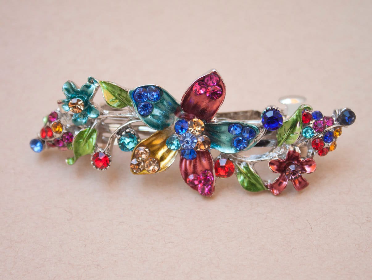 French Barrette Clip Gold Hair Clips for Women Rhinestone - Etsy