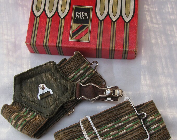 Antique "paris Garters" Boxed Bronze Men's Garter's, Green & White ...