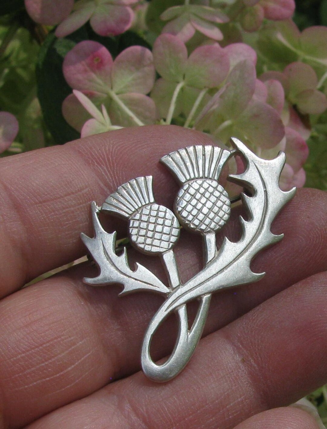 Unique & Beautiful Vintage Celtic Sterling Silver Double Thistle Brooch ...