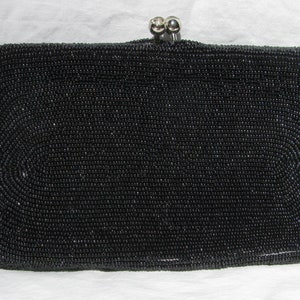 Awesome RICHERE Black Floral Beaded Vintage Lady's Clutch Purse, Bag ...