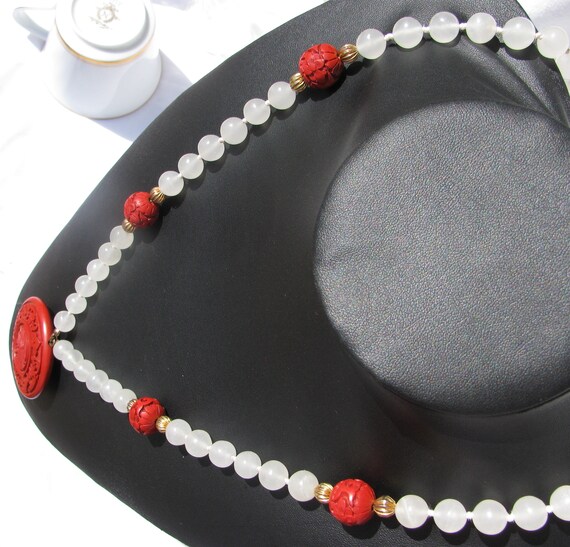 Gorgeous Large Asian Symbol Cinnabar Pendant Necklace… - Gem