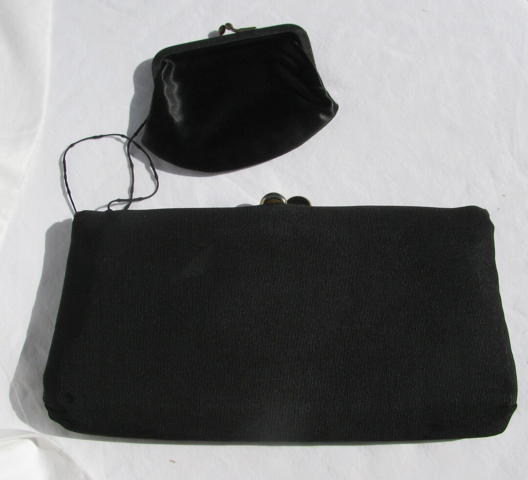 Sleek and Vintage jana Lady's Black Clutch With Attached Internal Coin ...