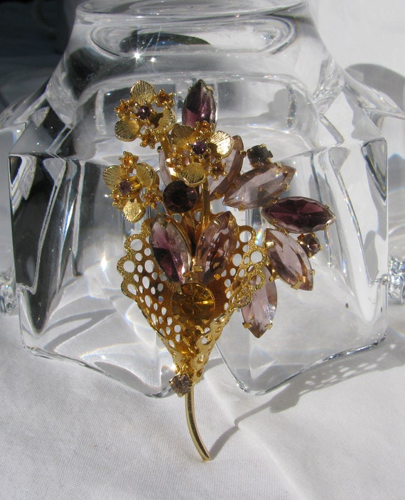 Amazingly Beautiful Vintage Floral Rhinestone Floral … - Gem