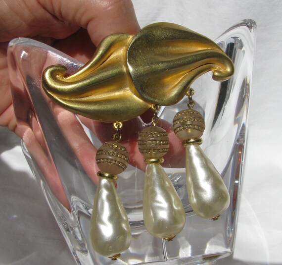 Amazing Retro 1980's Large CRAFT Signed Brooch Pin, G… - Gem